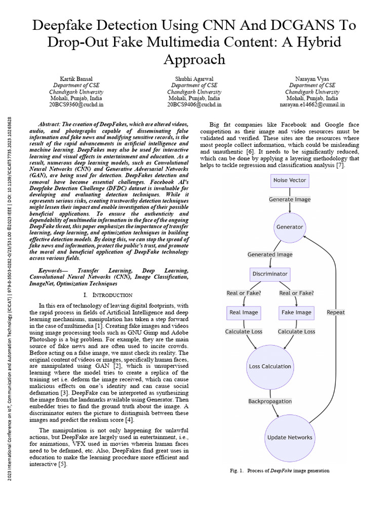 Deepfake Detection Using Cnn And Dcgans To Drop Out Fake Multimedia Content A Hybrid Approach