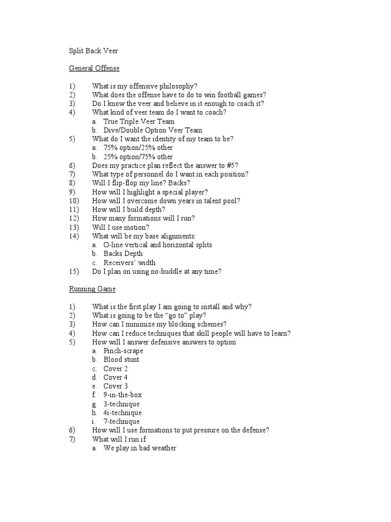 Split Back Veer | Download Free PDF | Football Codes | Gridiron Football