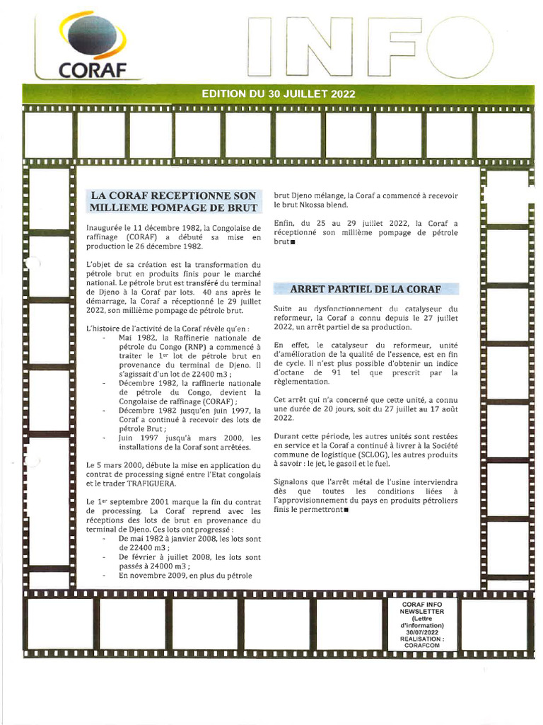 La CORAF Réceptionne Son Millieme Pompage de Brut | PDF