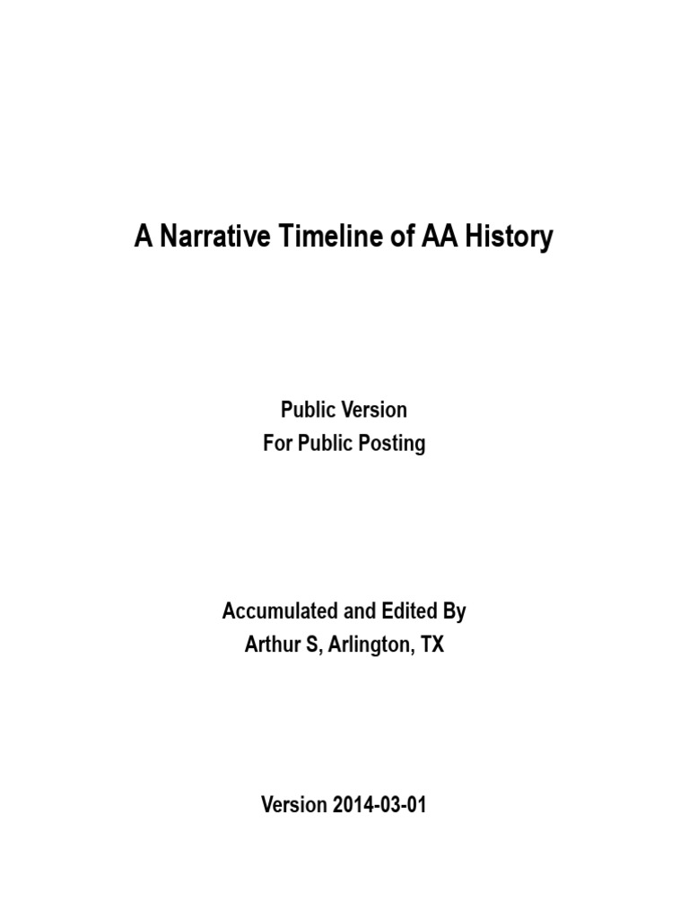 2014 Narrative Timeline of AA History | PDF | Bill W. | Alcoholics ...