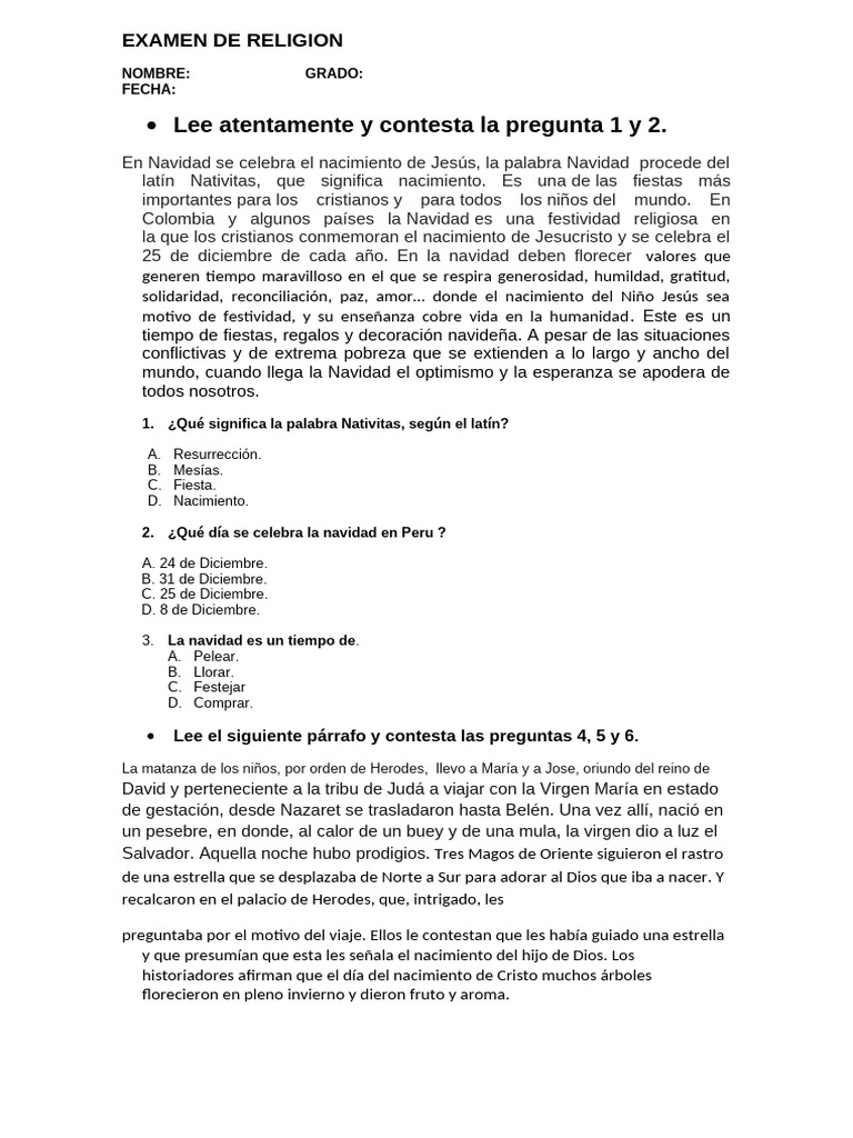 Actividades sobre el nacimiento de Jesús | PDF | Natividad De Jesus ...