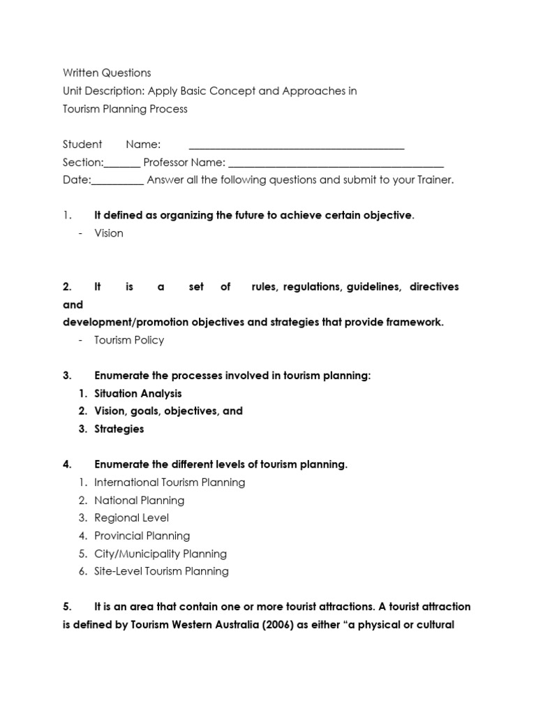 TTP ASSESMENT TOOLS - Google Docs | PDF | Tourism | Economies