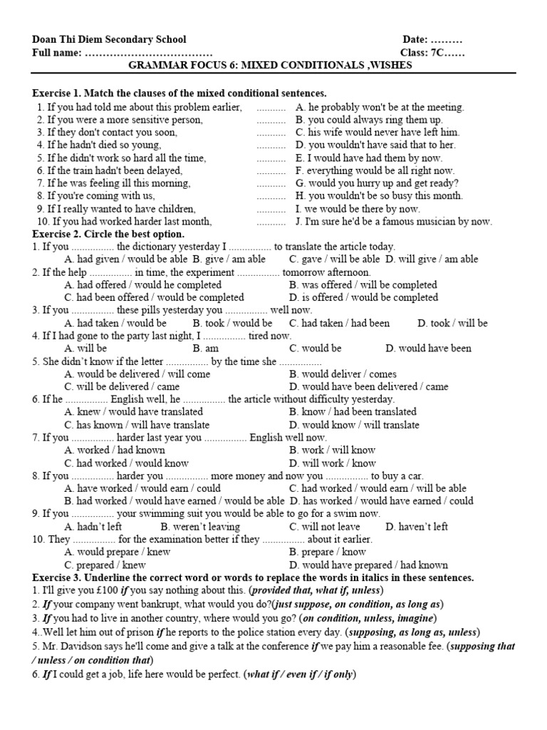 Conditional, Wish | PDF | Sentence (Linguistics) | Linguistic Morphology