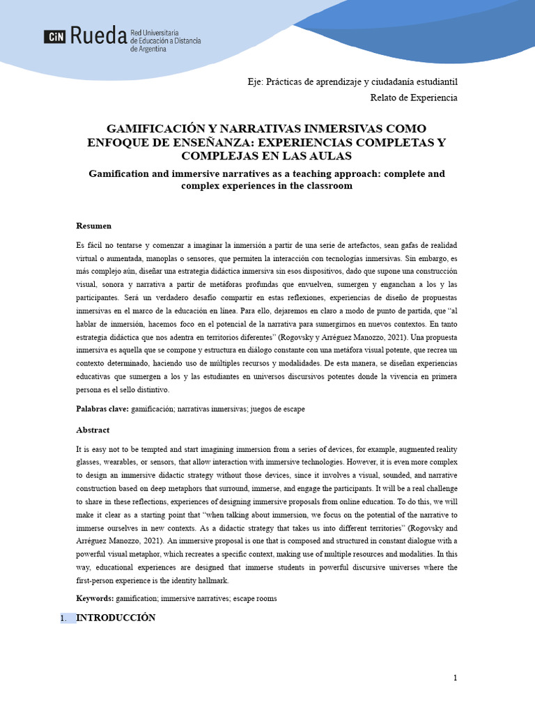 Gamificación y Narrativas Inmersivas en Educación | PDF | Aprendizaje ...