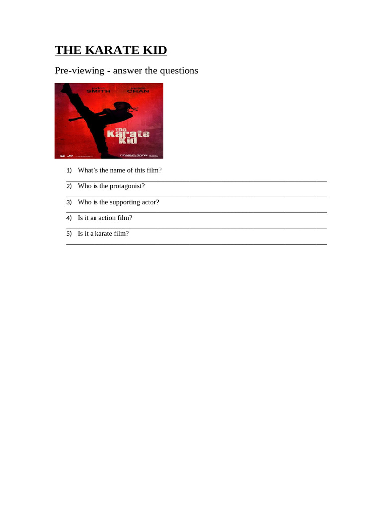 THE KARATE KID - First Activity | PDF