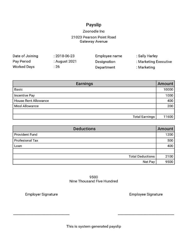Payslip Template | PDF