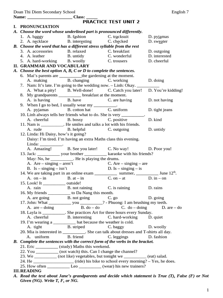 2.Practice test U2 | PDF | Linguistics