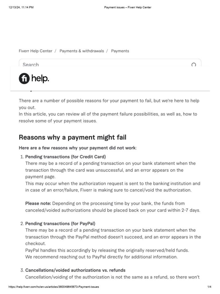 Payment Issues - Fiverr Help Center | PDF | Pay Pal | Credit Card
