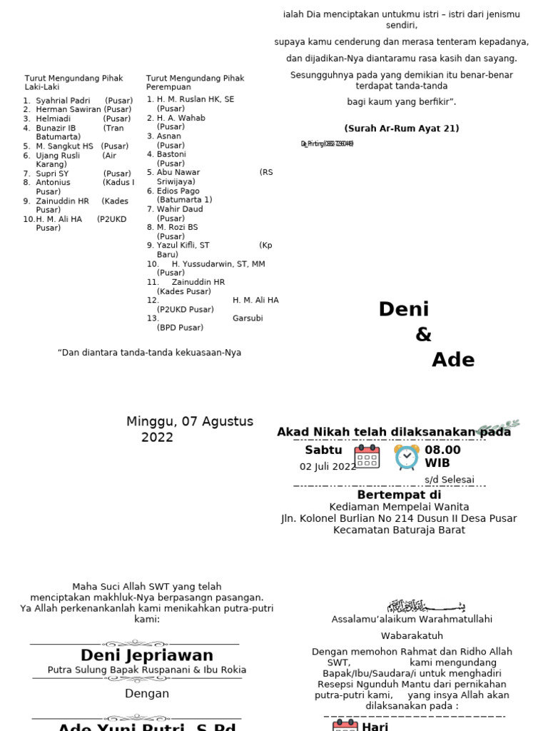 The Wedding of Deni | PDF