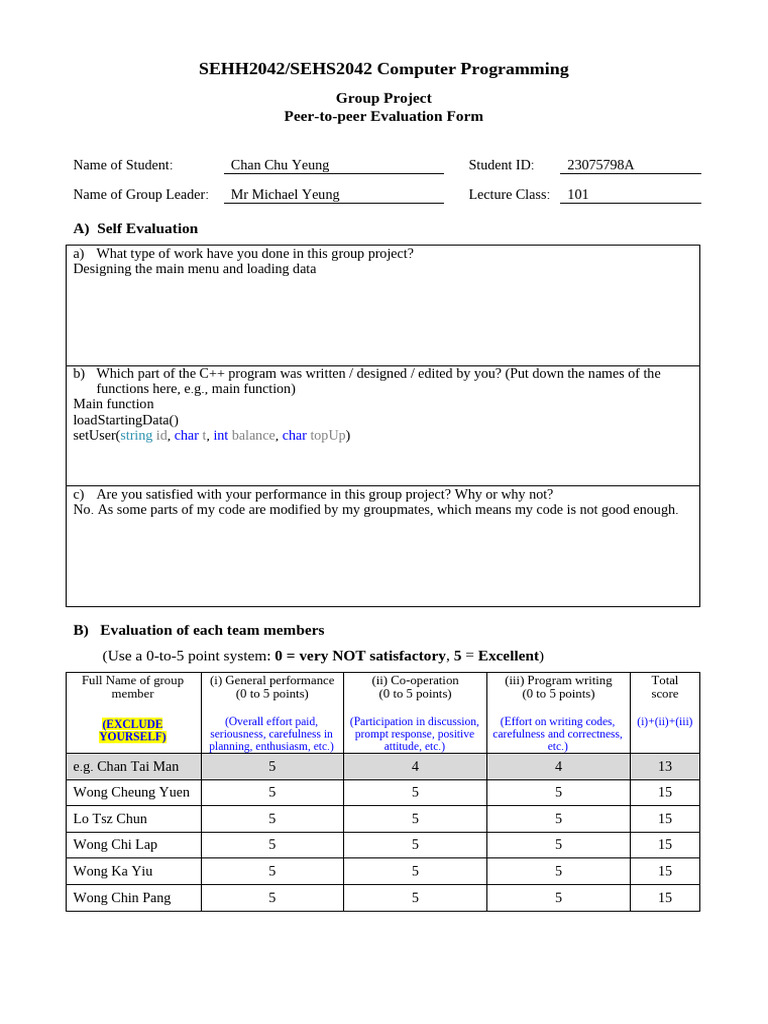 SEHH2042 SEHS2042 GP P2P Evaluation | PDF