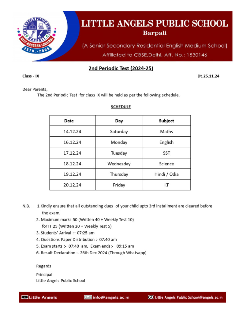 Class IX 2nd Periodic Test Schedule 2024 | PDF | Linguistic Morphology ...