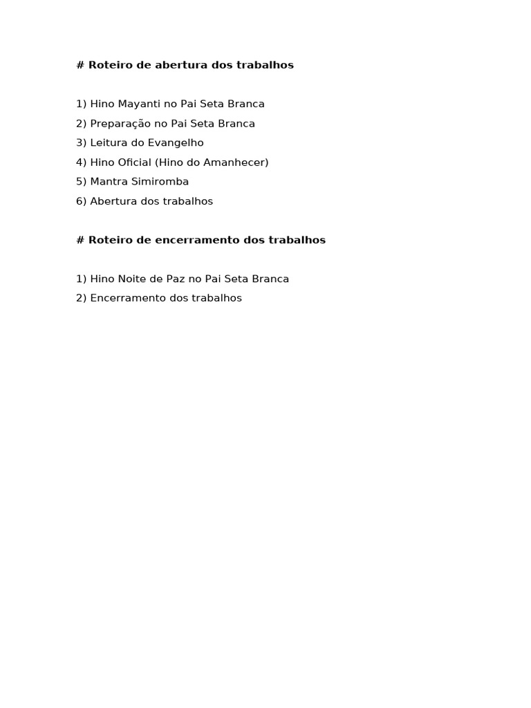 Roteiro de Abertura Dos Trabalhos | PDF