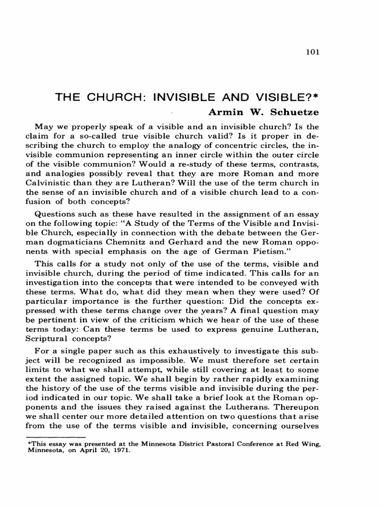The Church Invisible and Visible? | PDF | Christian Church | Martin Luther
