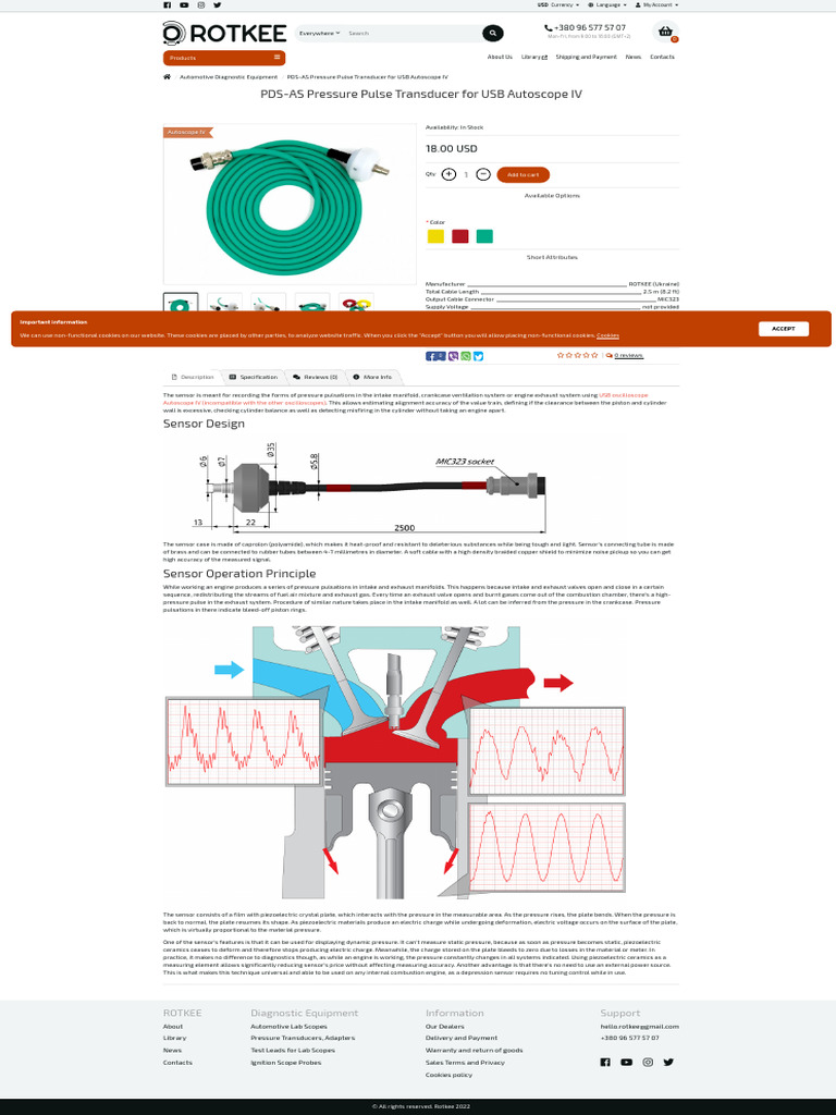 PDS-AS Pressure Pulse Transducer for USB Autoscope IV _ ROTKEE | PDF ...