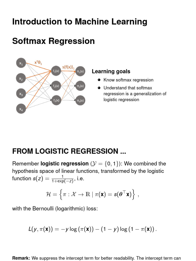 Slides MC Softmax Regression | PDF | Logistic Regression | Artificial Intelligence
