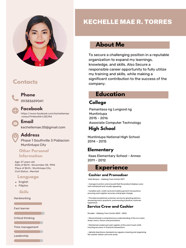 White & Peach Modern Professional Resume | PDF