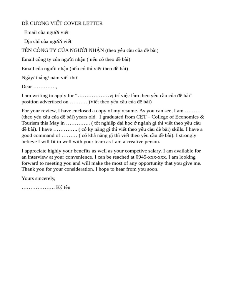 Cover Letter Template for Job Applications | PDF