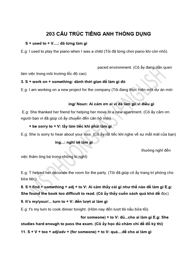 200 Cau Truc Tieng Anh | PDF