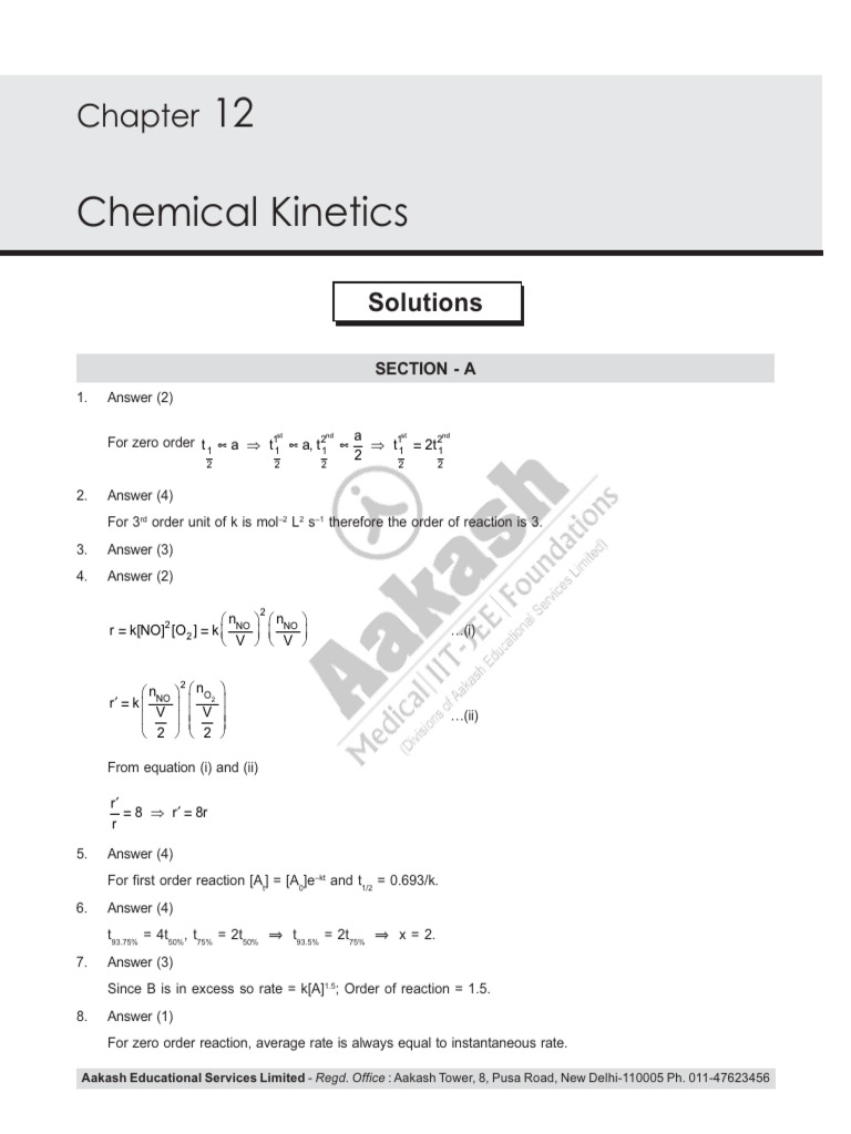 Chem - Kinetics Akash Lvl1-SolN | PDF | Unit Processes | Physical Chemistry