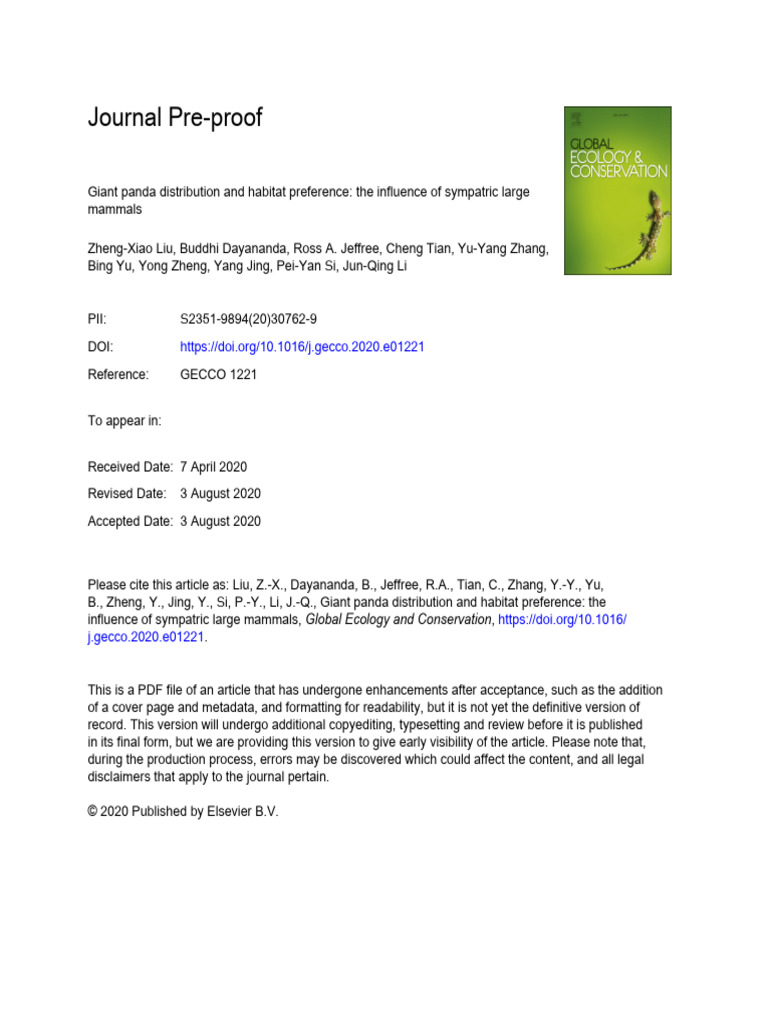 Giant Panda Distribution and Habitat Preference TH | PDF | Grazing ...