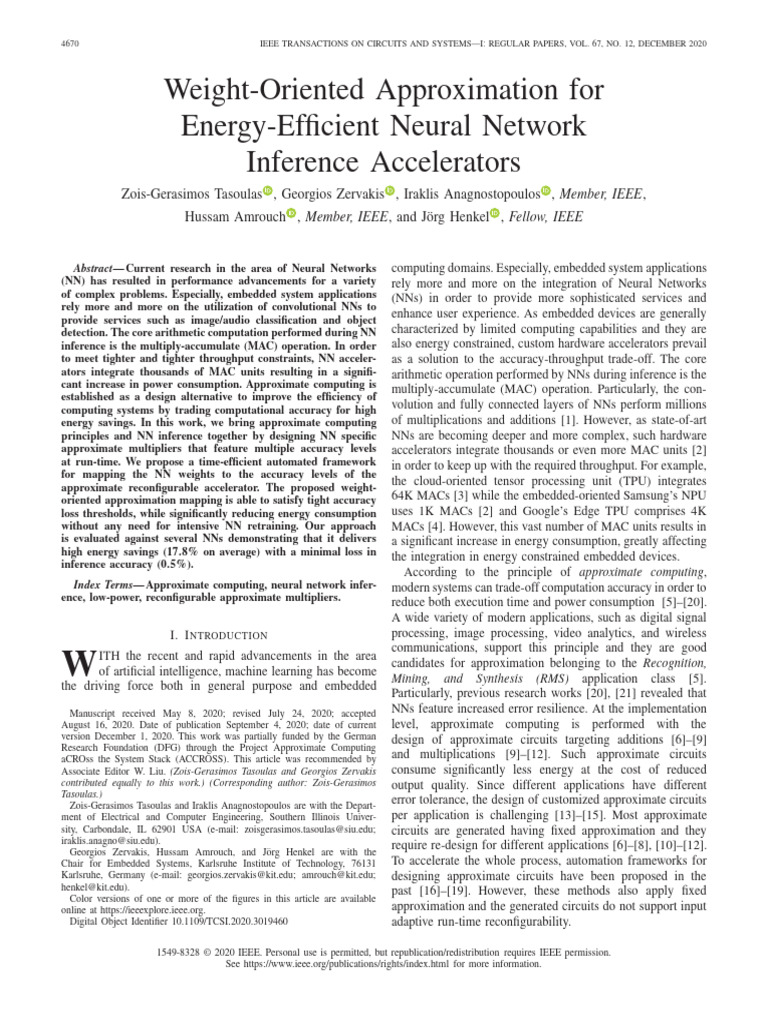 Weight-Oriented Approximation For Energy-Efficient Neural Network Inference Accelerators | PDF ...