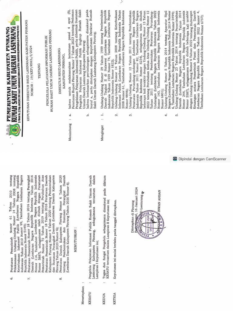 Sk Ppid Rsud Lasinrang 2024 | PDF