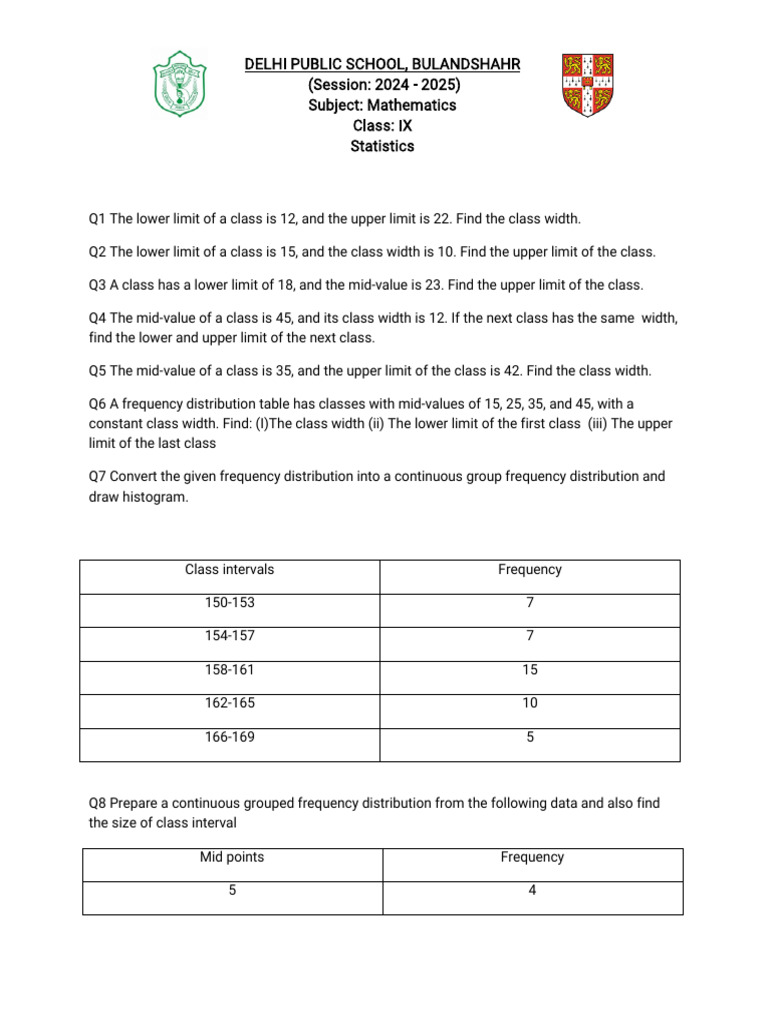 Class 9 Math: Statistics Problems | PDF