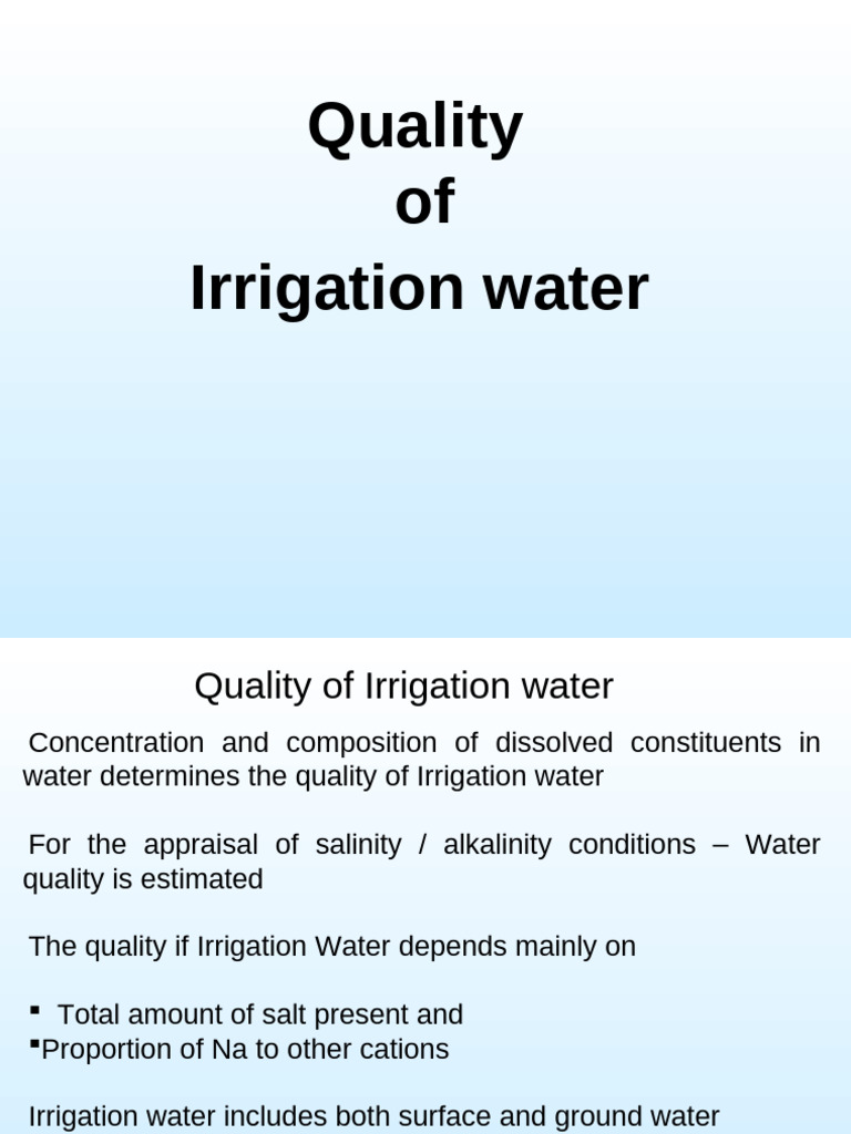 Irrigation Water Quality Assessment | PDF | Soil | Magnesium