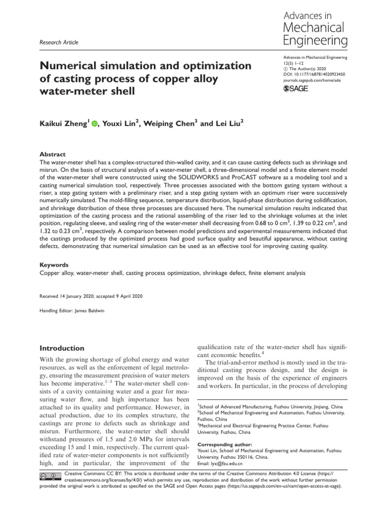 Numerical Simulation And Optimization Of Casting P Pdf Materials Metals