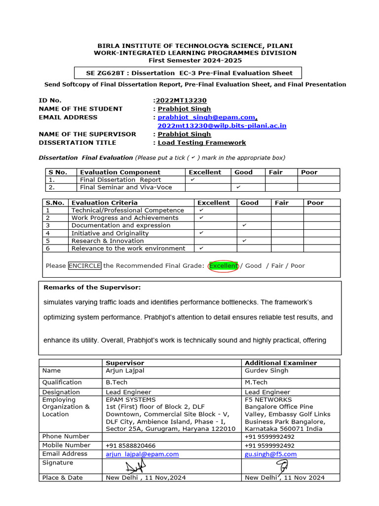 2022mt13230 Mentor Evaluation | PDF | Thesis