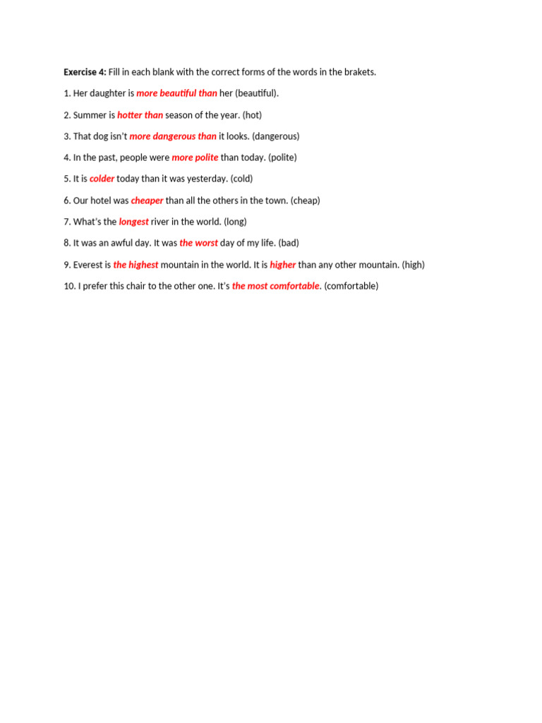 Comparative - Exercise 4 | PDF