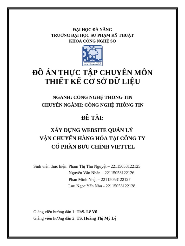 TTCM TKCSDL - Đề tài: XÂY DỰNG WEBSITE QUẢN LÝ VẬN CHUYỂN HÀNG HÓA TẠI CÔNG TY CỔ PHẦN BƯU CHÍNH ...