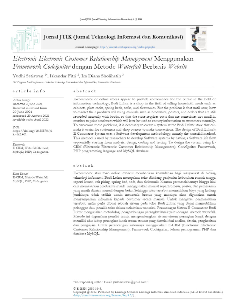 View of Electronic Electronic Customer Relationship Management Menggunakan Framework Codeigniter ...