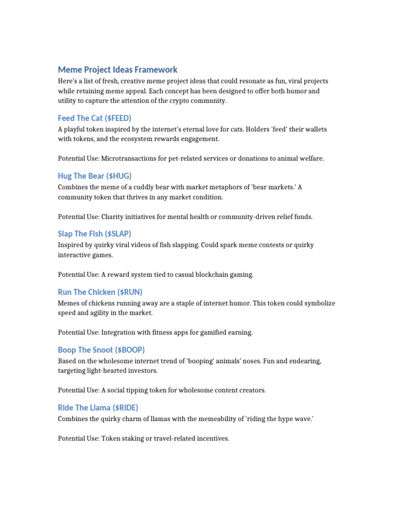 Meme Project Ideas Framework | PDF