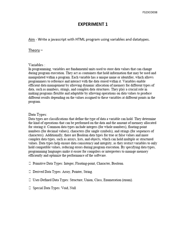 Css 123 Pdf Data Type Variable Computer Science 