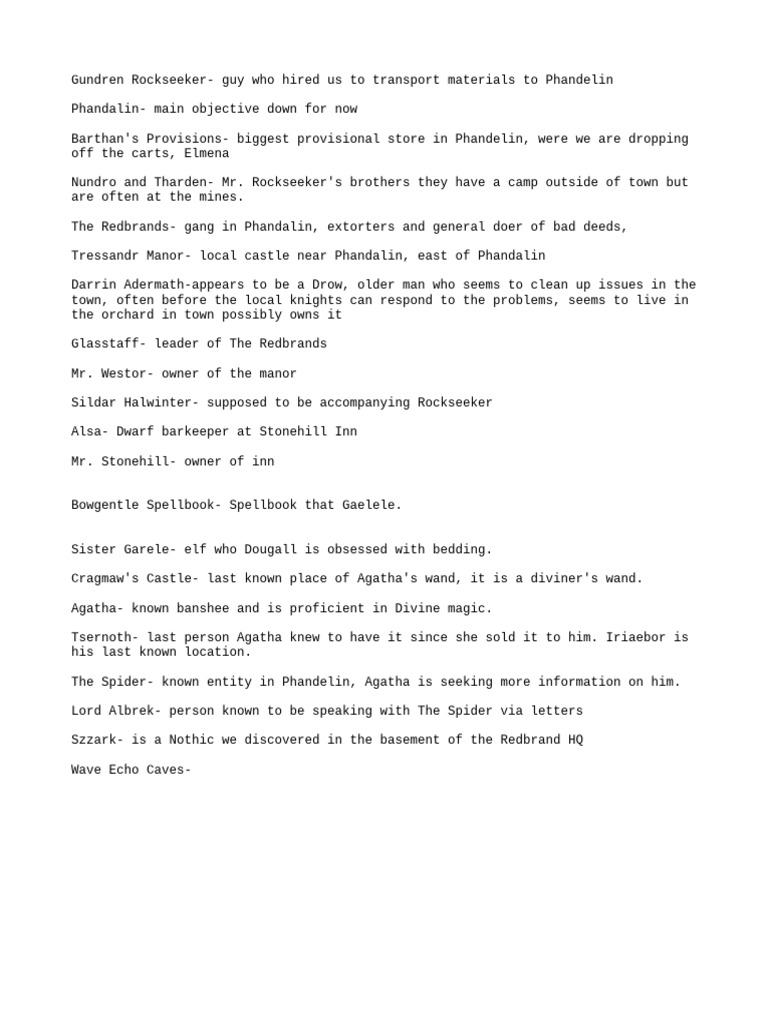 Phandelver General Information | PDF