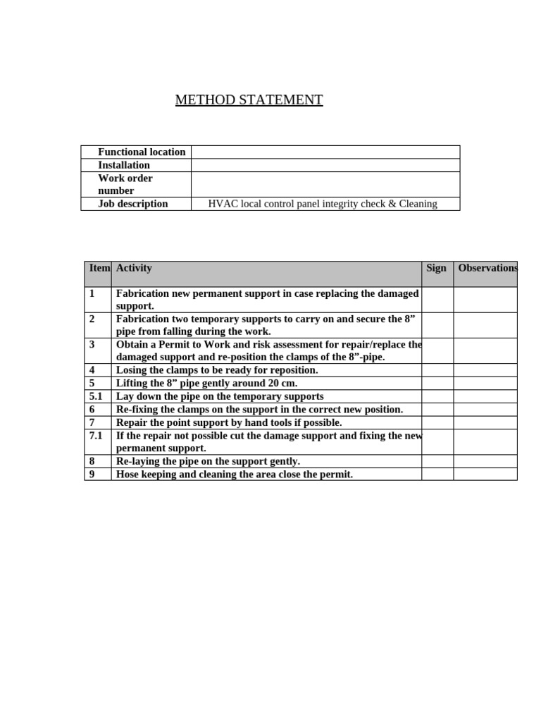Method Statement Ac Ups Maint Sub 2 | PDF