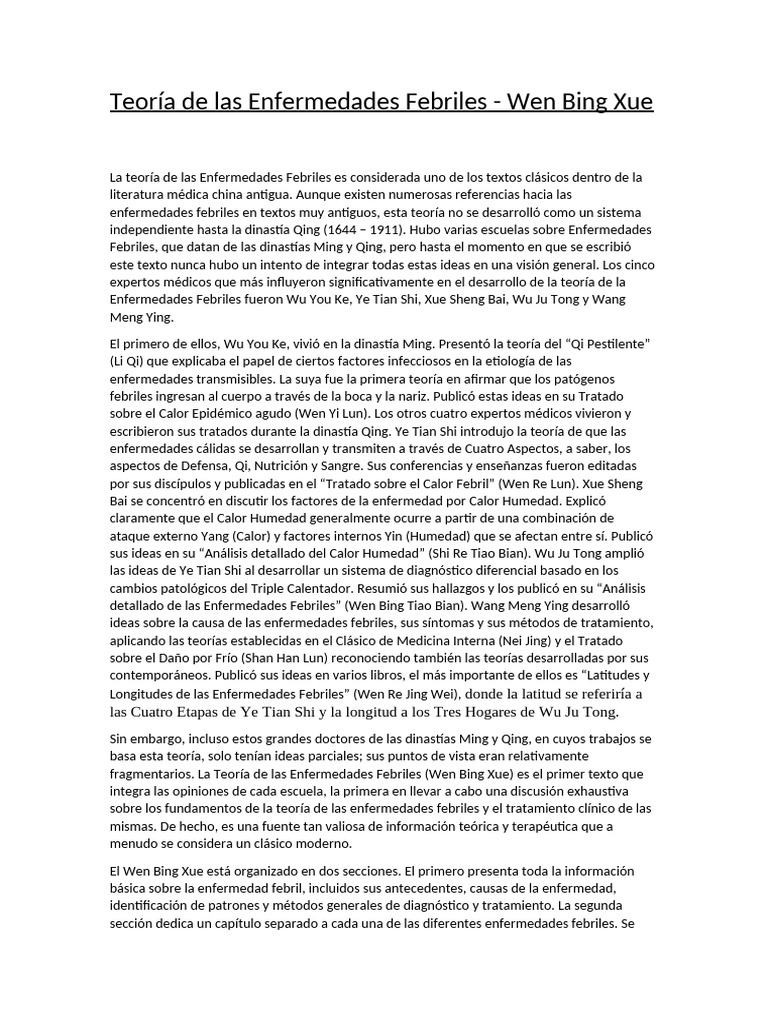 Wen Bing Xue | PDF | medicina tradicional china | Enfermedades y trastornos