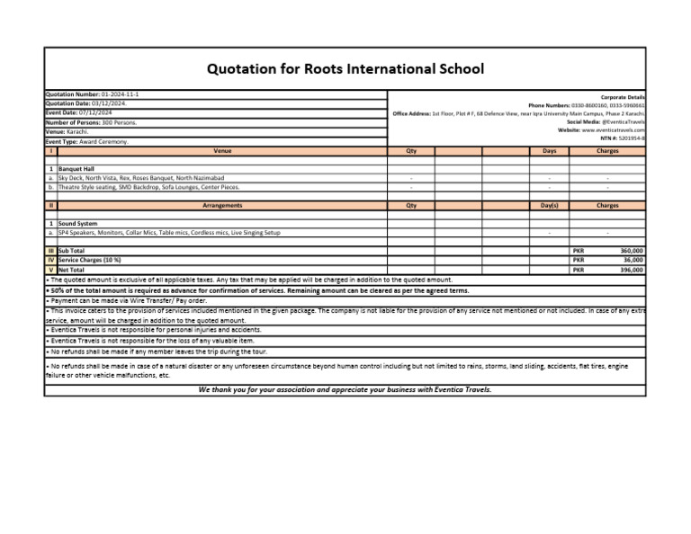 Revised Quotation for Awards Ceremony | PDF | Government Finances ...
