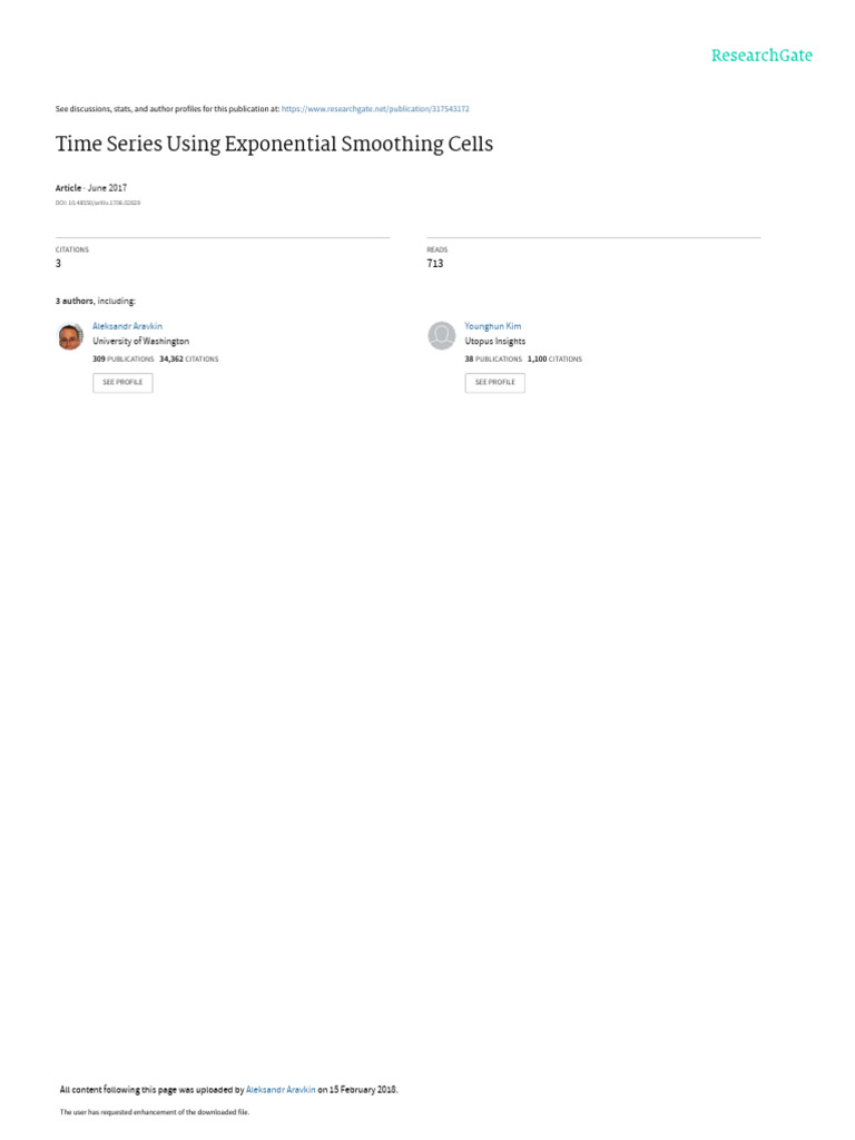 Time Series Using Exponential Smoothing Cells Pdf Time Series