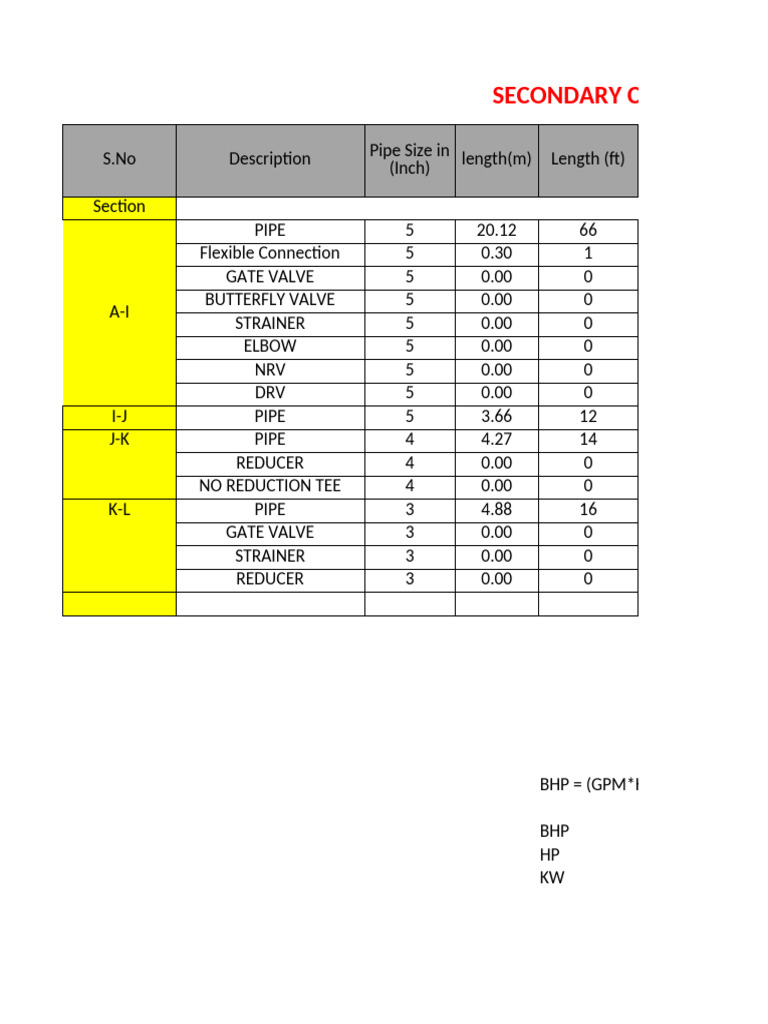 Primary & Secondary CHW Pump Head Calculation | PDF | Pipe (Fluid ...
