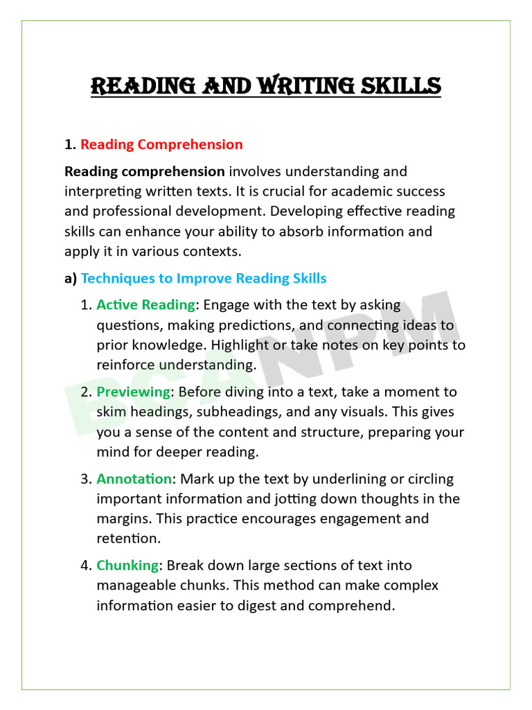5- Reading and Writing Skills | PDF | Speed Reading | Reading Comprehension