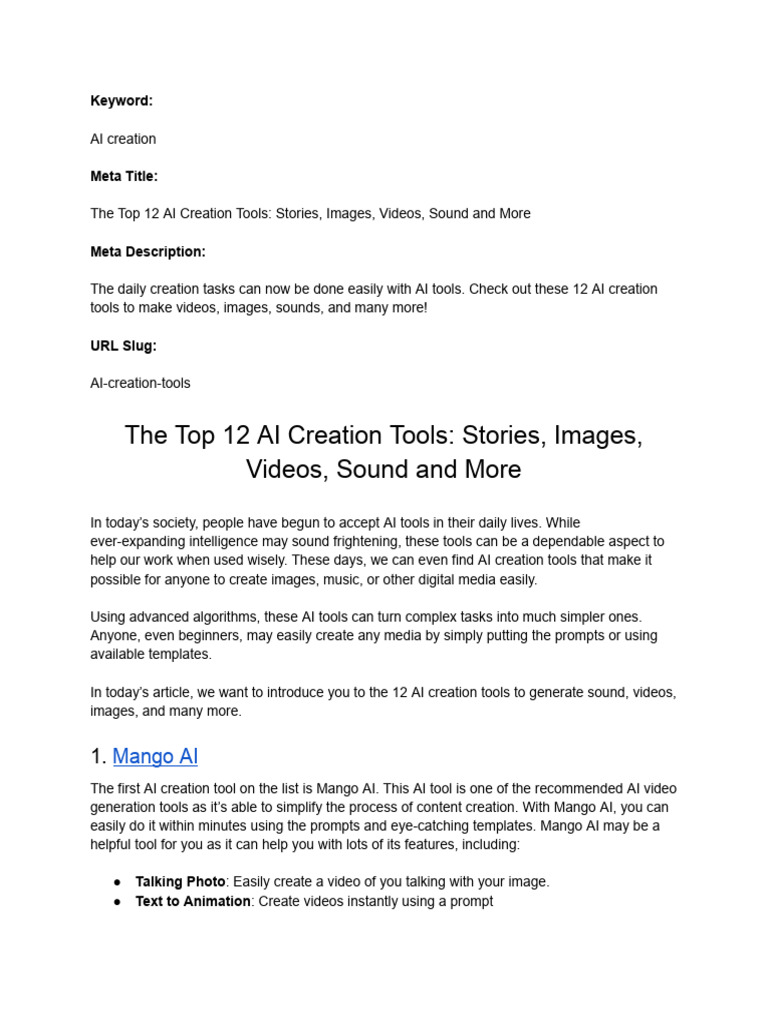 The Top 12 AI Creation Tools_ Stories, Images, Videos, Sound and More ... The Top 12 AI Creation Tools_ Stories, Images, Videos, Sound and More ...