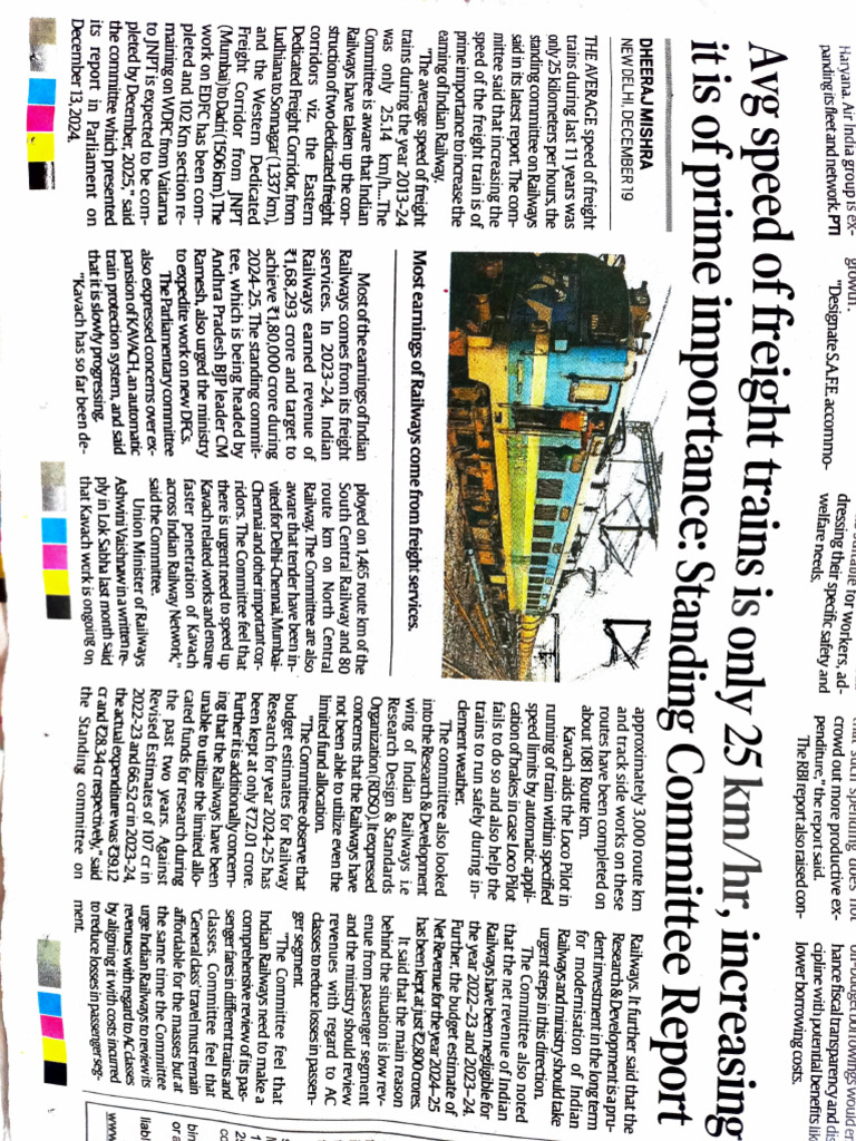 Average Speed of Freight Trains in India Is 25km/hr:report | PDF | Sustainable Transport | Land ...