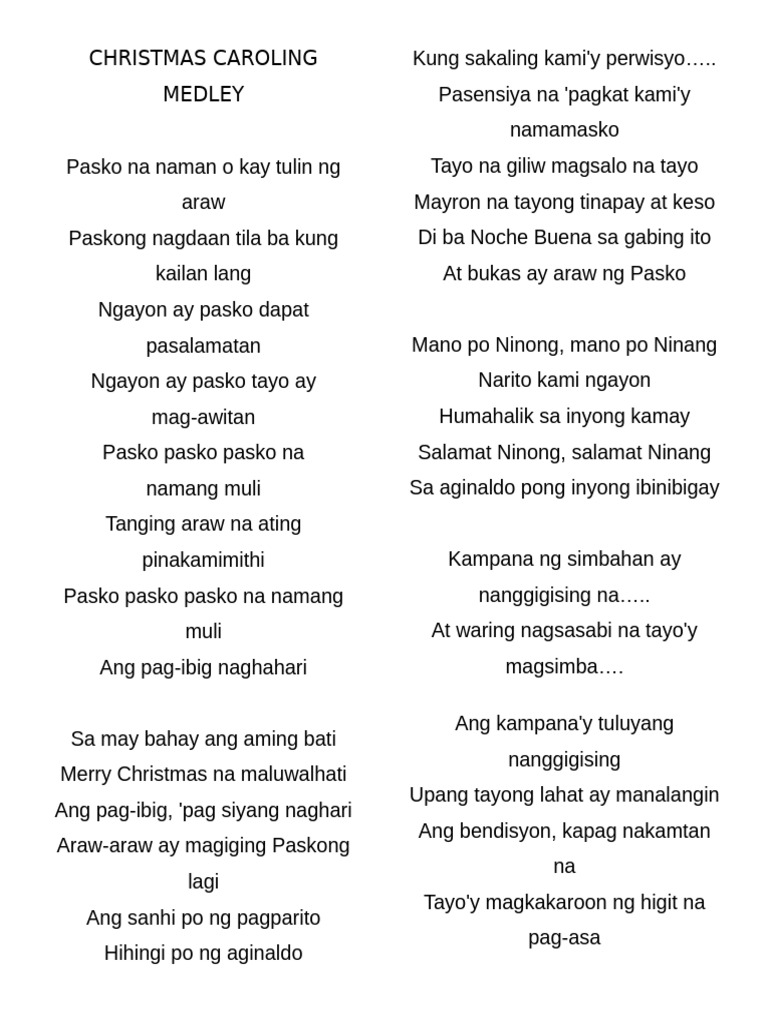 Caroling Contest Lyrics | PDF