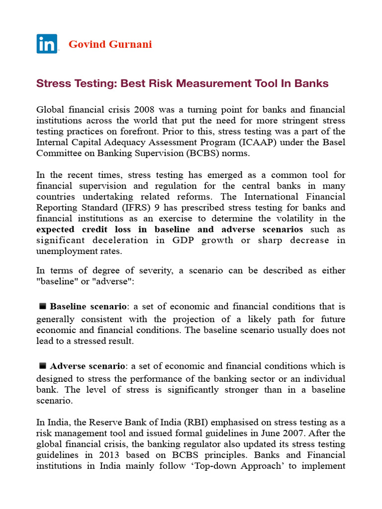 Stress Testing Best Risk Measurement Tool in Banks 1722943124 | PDF ...