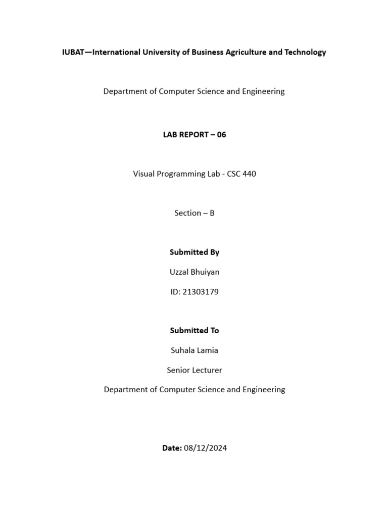 Uzzal Bhuiyan 21303179 Lab Report-06 | PDF | Method (Computer ...