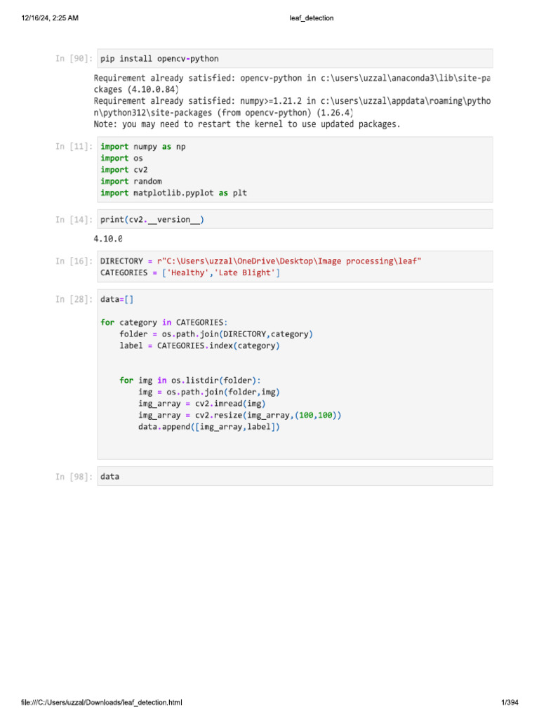 Leaf - Detection Using Basic CNN | PDF