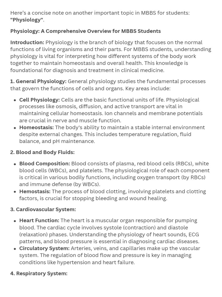 Essential Physiology for MBBS Students | PDF | Kidney | Nervous System
