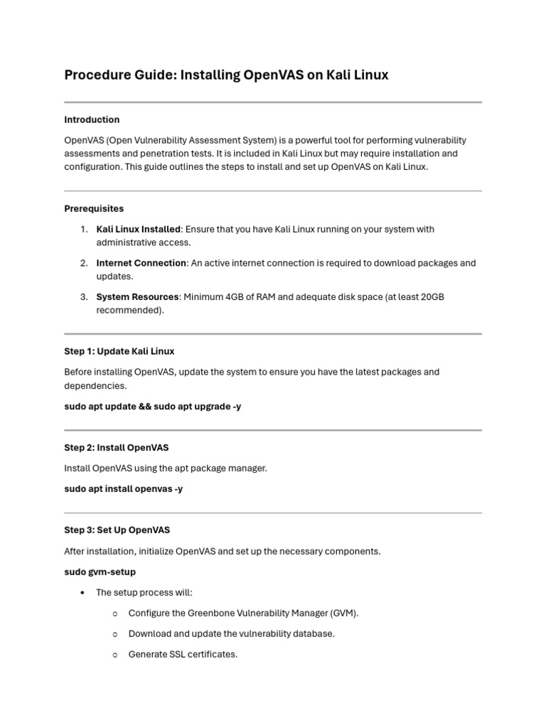 Install OpenVAS On Kali Linux | PDF | Sudo | Postgre Sql